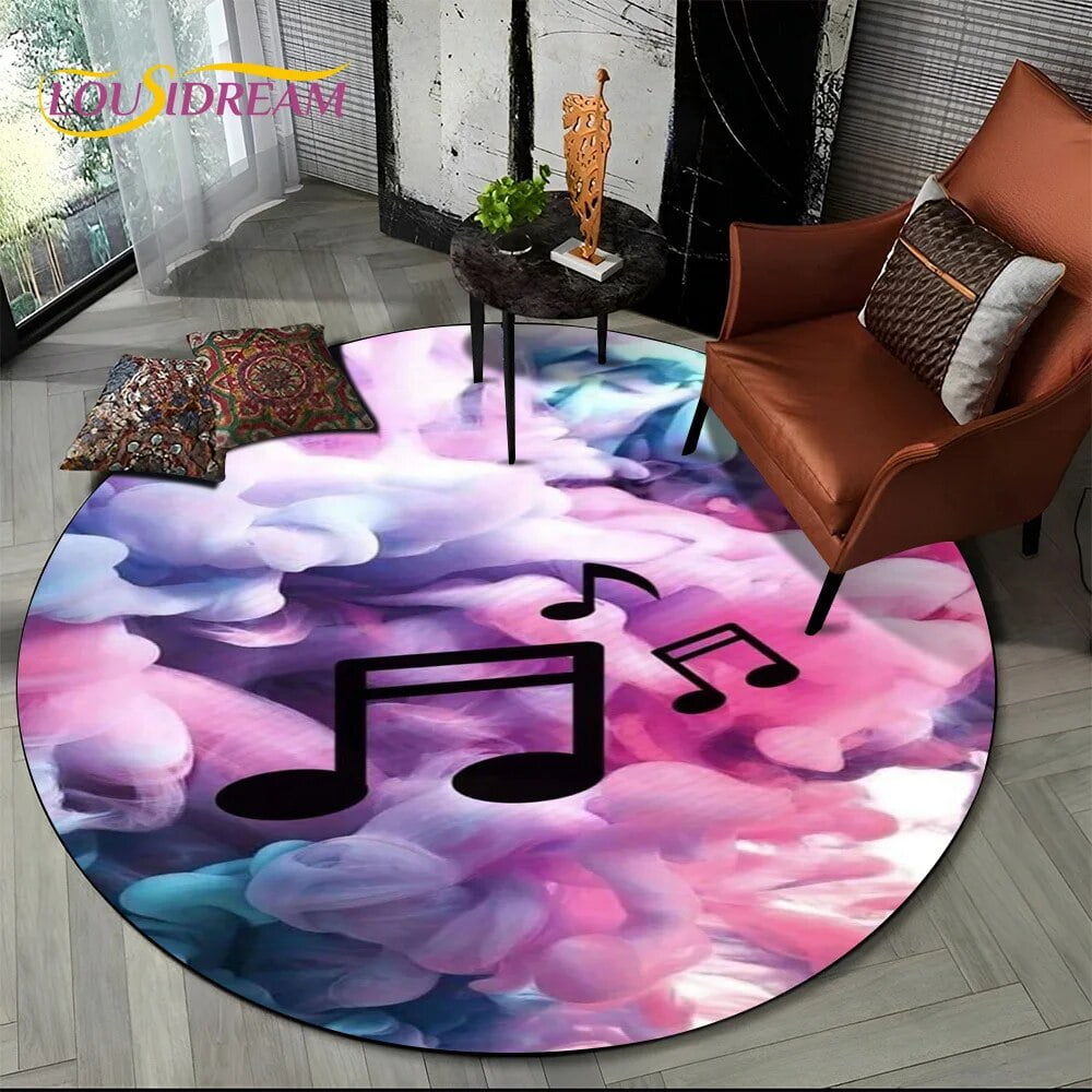 3D Musical Note Piano Art Round Carpet Rug for Living Room Bedroom ...