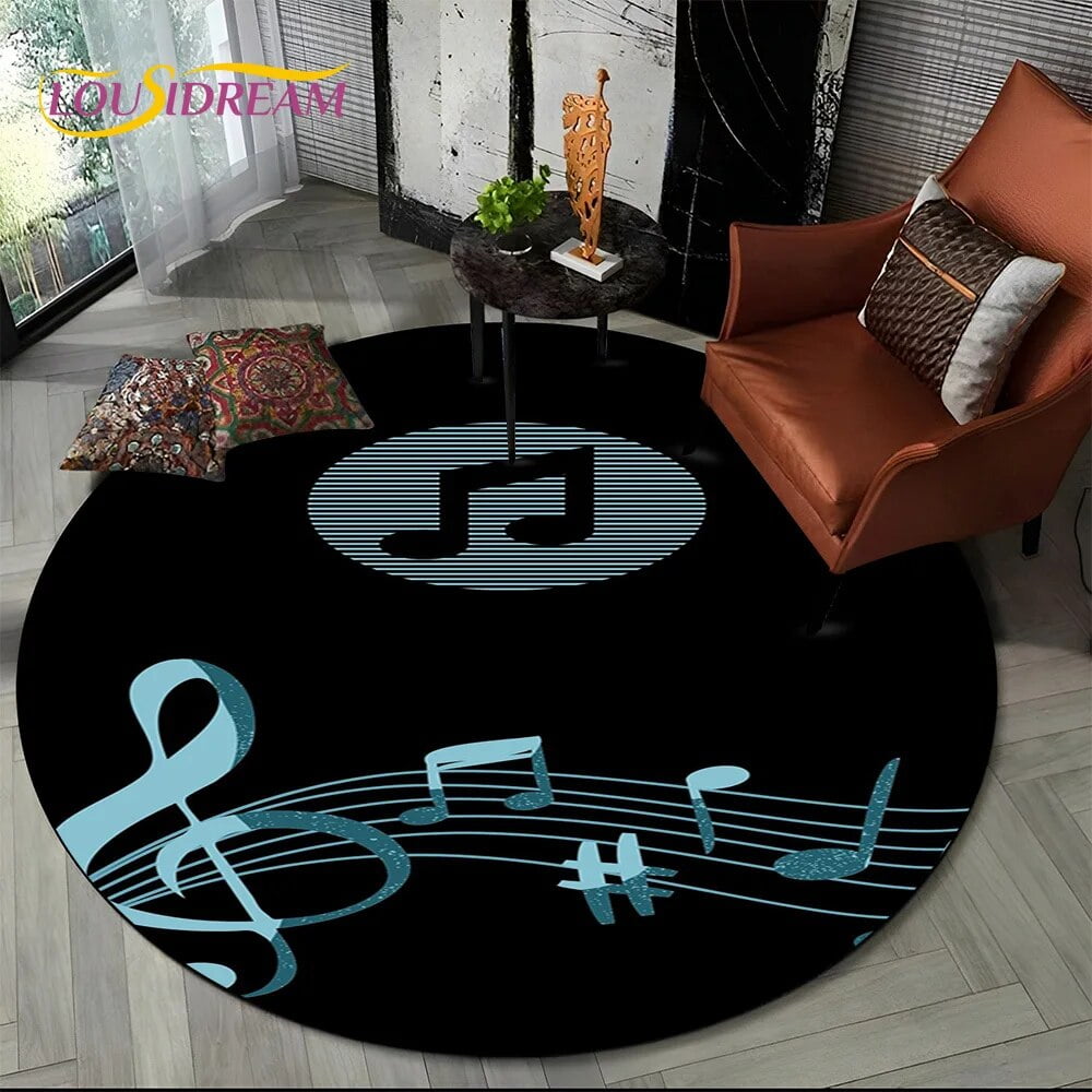 3D Musical Note Piano Art Round Carpet Rug for Living Room Bedroom ...