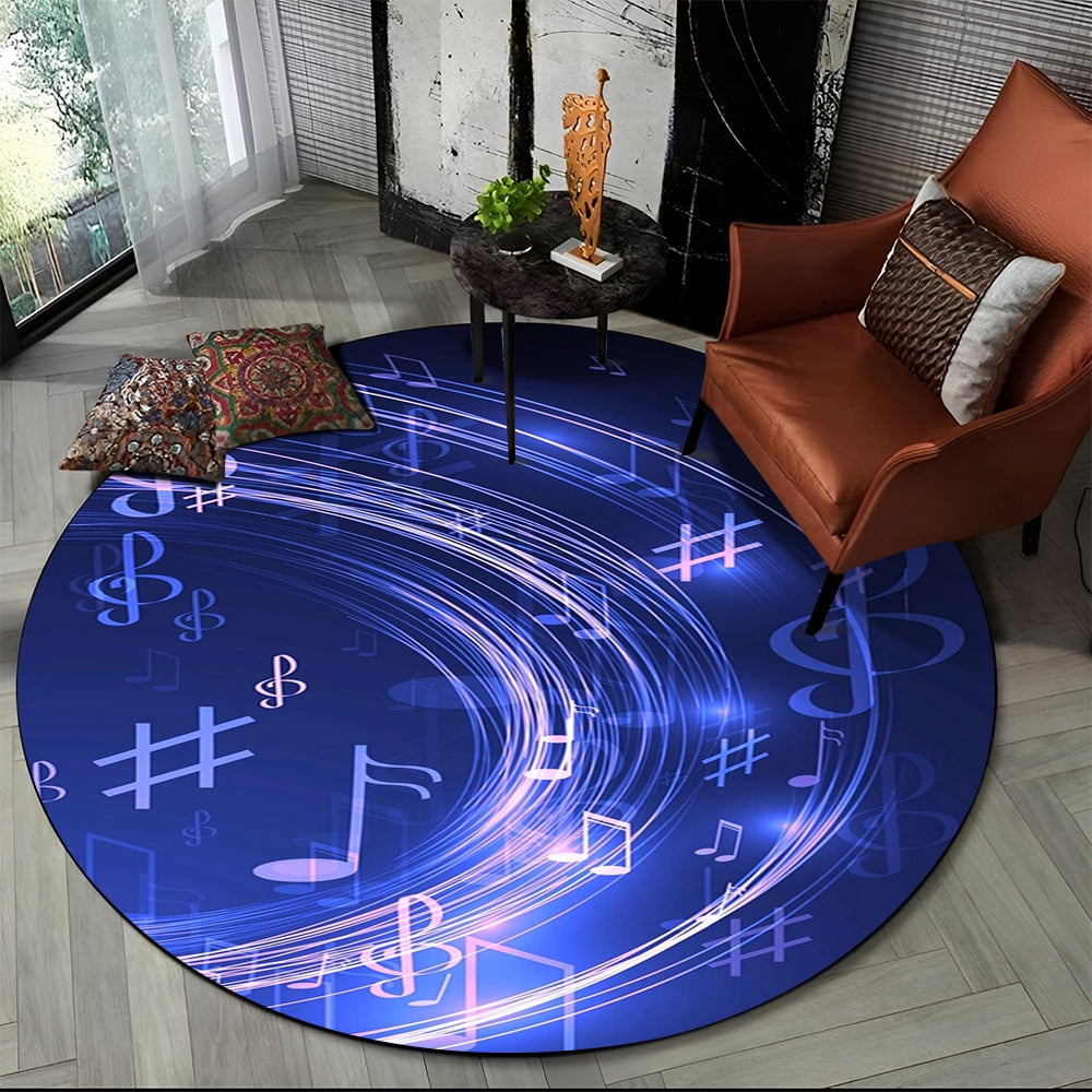 3D Musical Note Piano Art Round Carpet Rug for Living Room Bedroom ...