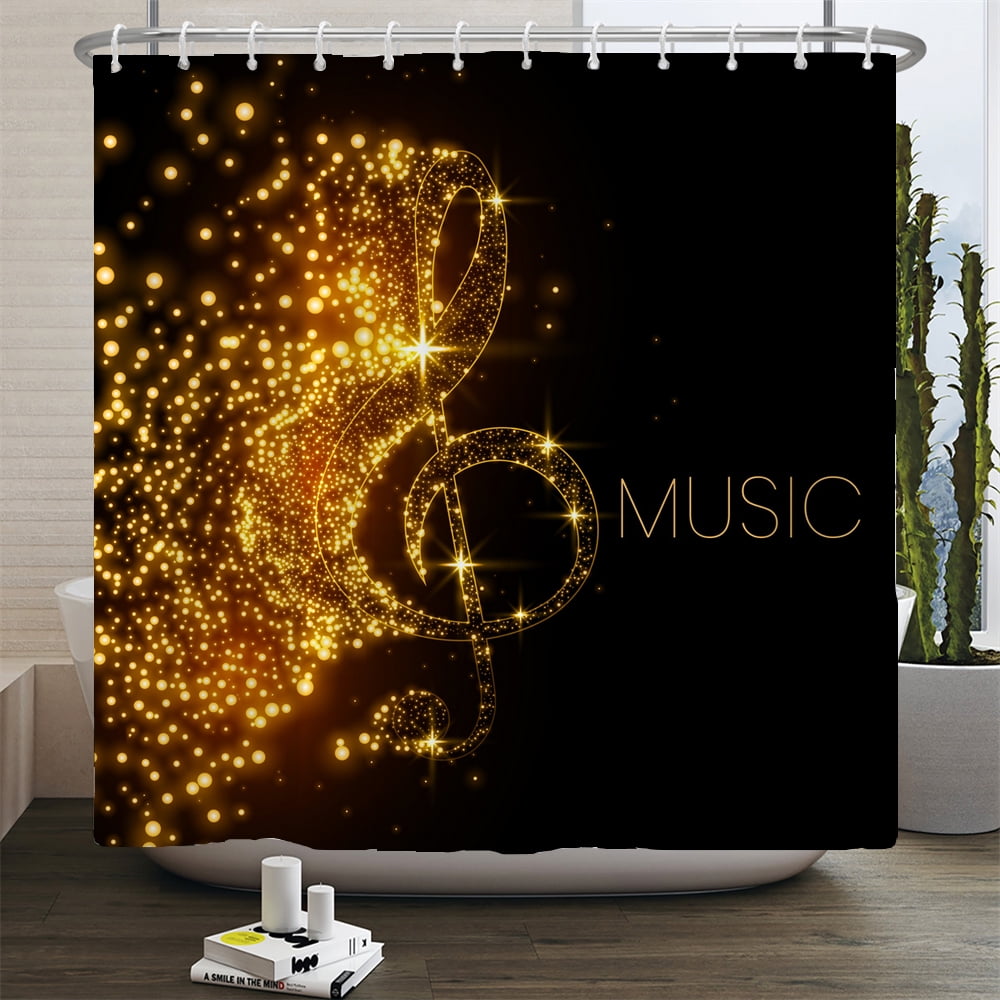 3D Musical Note Waterproof Shower Curtains Music style Bathroom Curtain ...