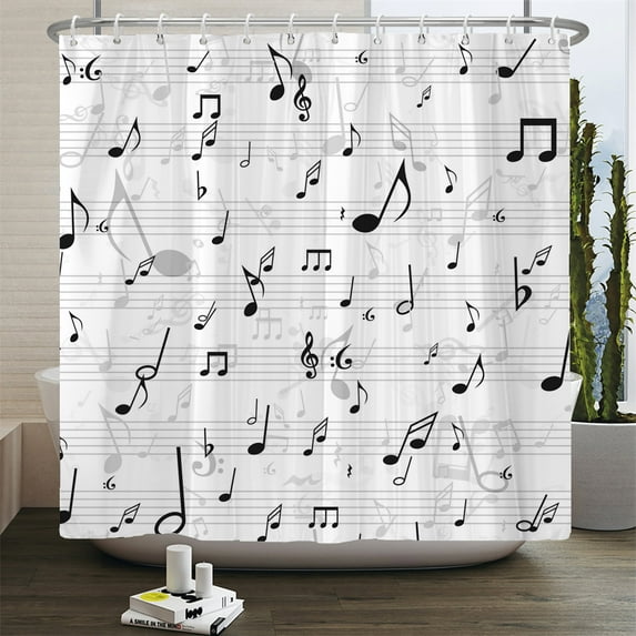 3D Musical Note Waterproof Shower Curtains Music style Bathroom Curtain ...