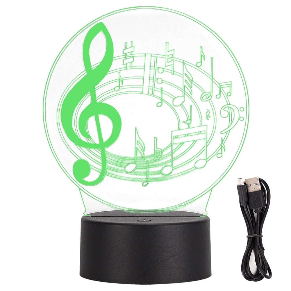 3D Musical Notes LED Light, USB Touch Table Desk Night Lamp Color ...