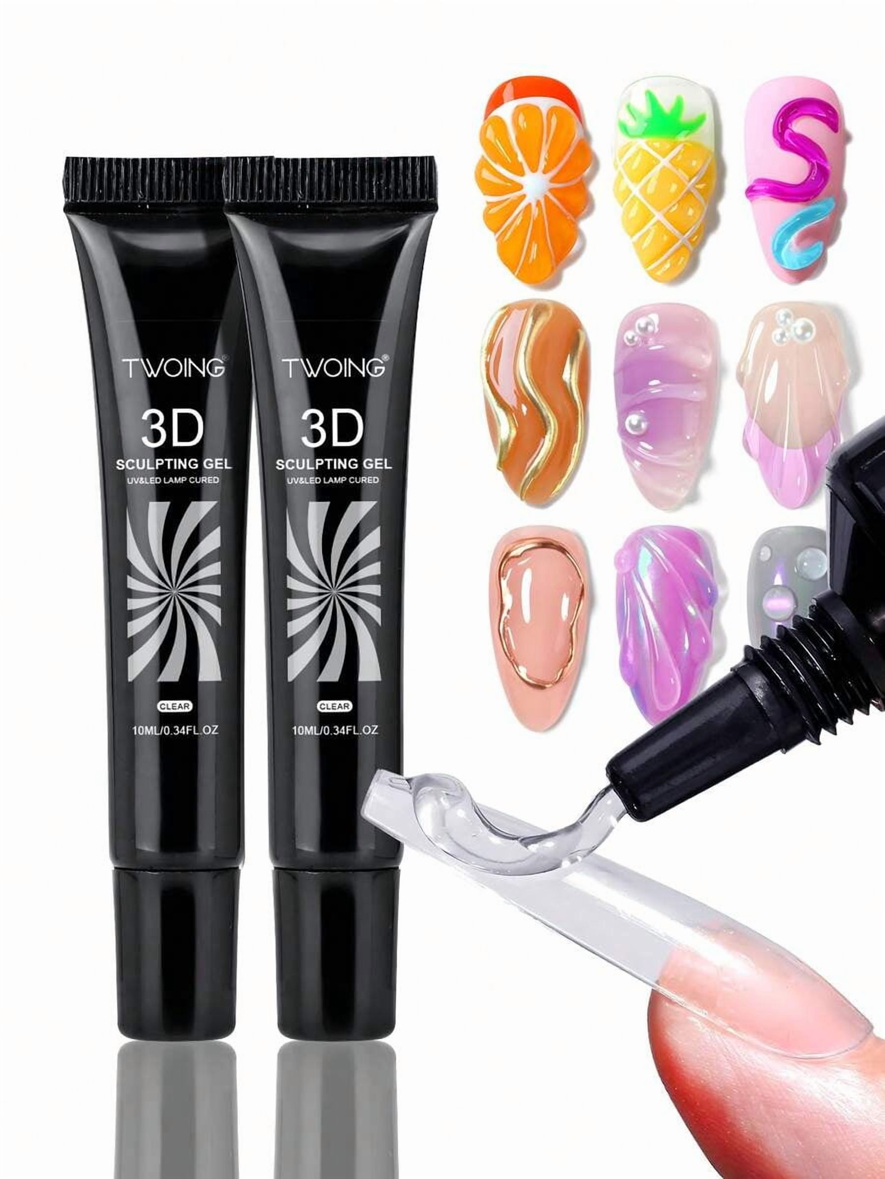 3D Nail Art Modeling Gel Set, 2 Bottles of Non-Sticky Sculpting Gel for ...