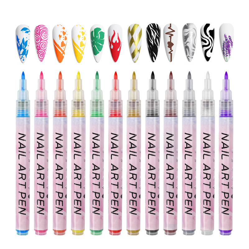 3D Nail Art Pens, 12 Colors Nail Polish Pens, Nail Point Graffiti ...