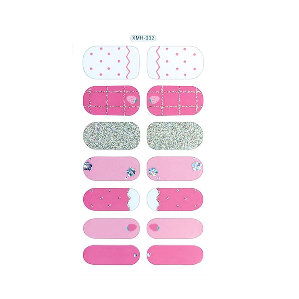 3D Nail Art Stickers DIY Shiny Sequins Nail Polish Strips Wraps Full ...