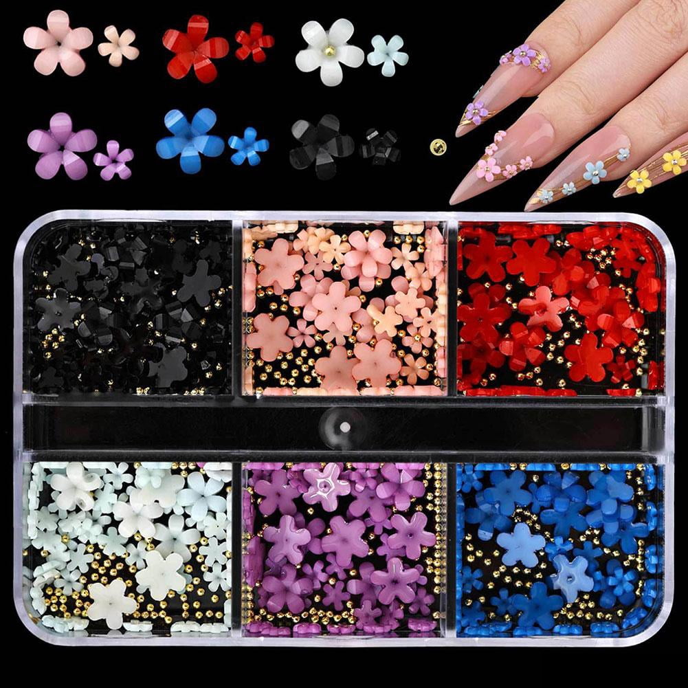 3D Nail Cute for Nails Design Kit,Multi-Styles Colorful 3D Five-Petal ...