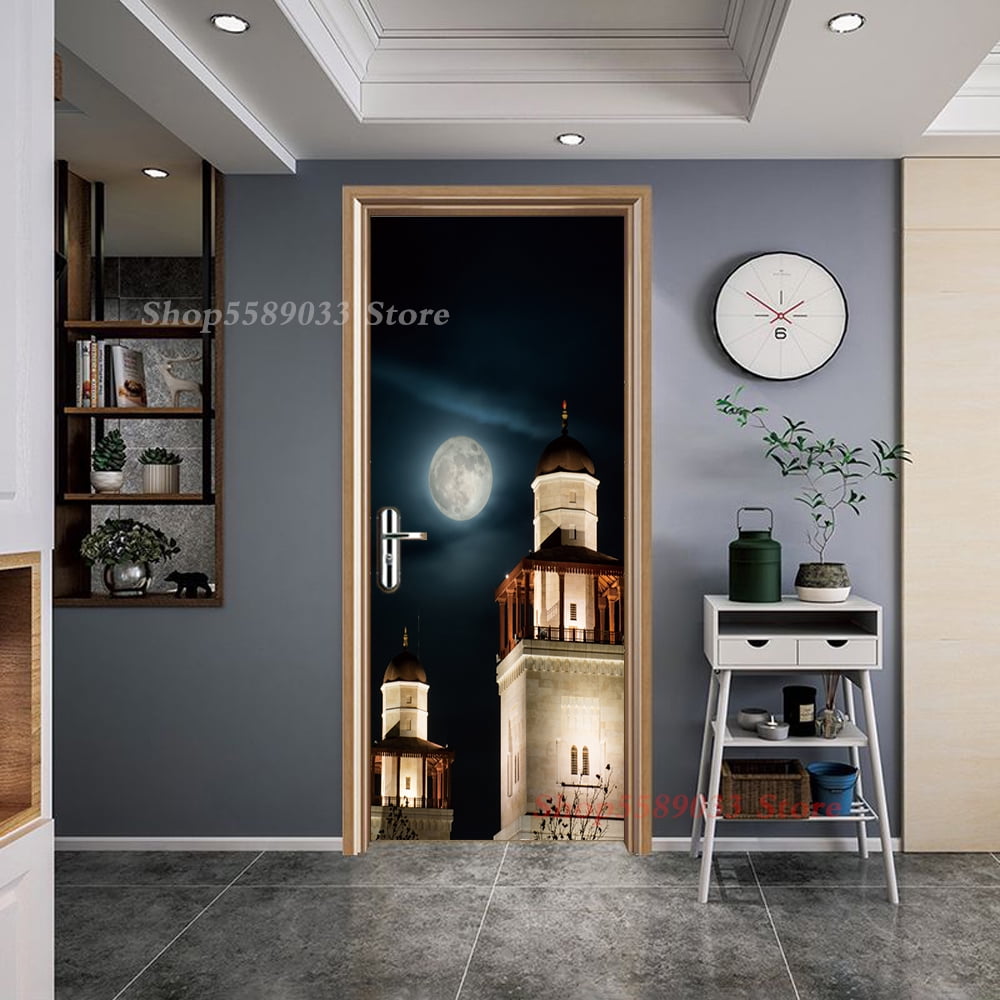 3D Natural Landscape Door Wallpapers Vinyl Self-adhesive Living Room ...