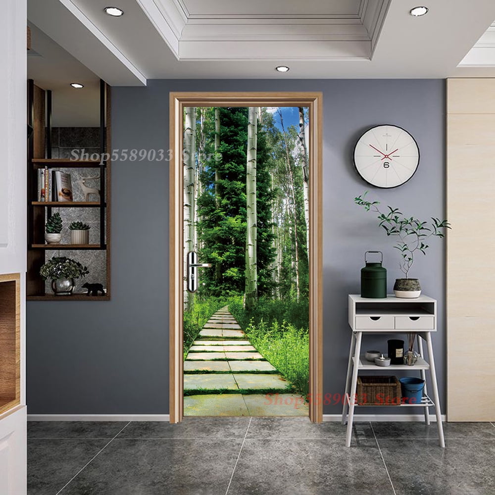 3D Natural Landscape Door Wallpapers Vinyl Self-adhesive Living Room ...