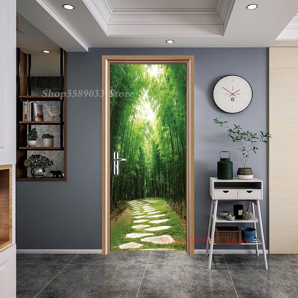 3D Natural Landscape Door Wallpapers Vinyl Self-adhesive Living Room ...