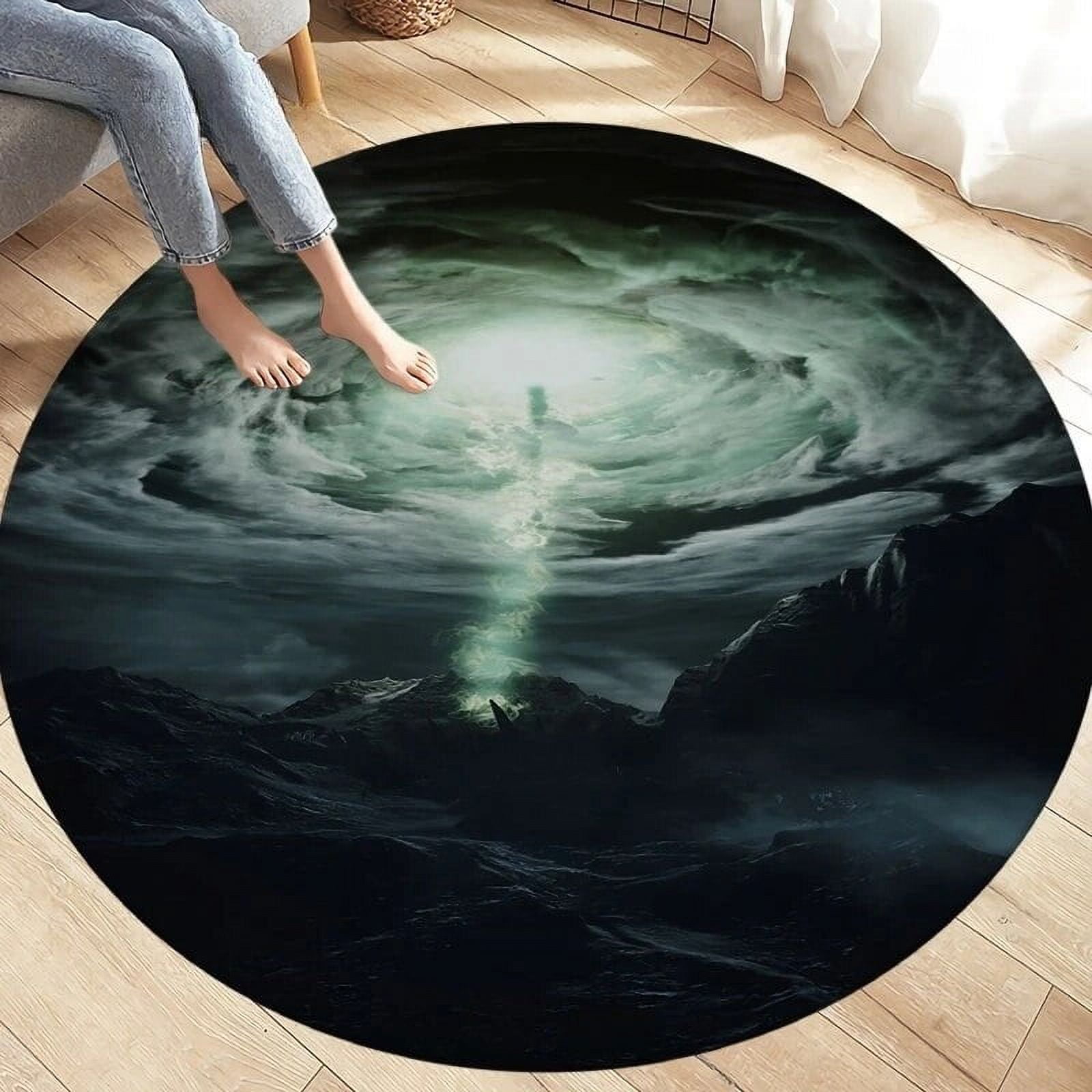 3D Natural Round Carpet Fantasy Tornado Cloud Area Rug for Living Room ...