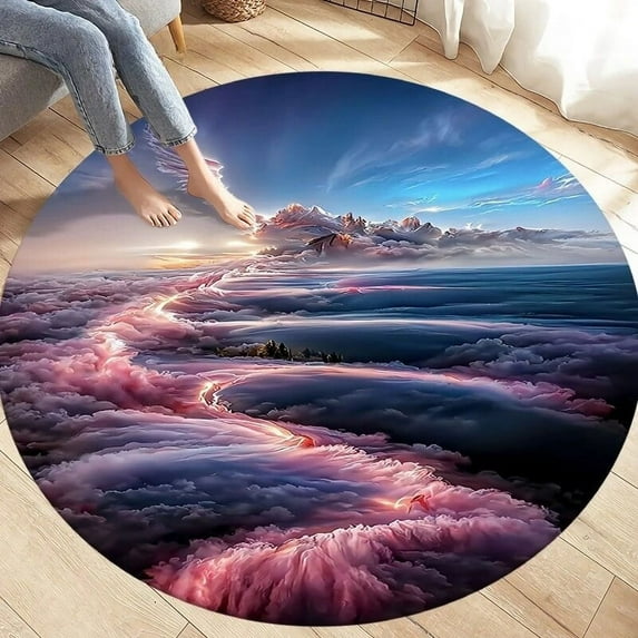 3D Natural Round Carpet Fantasy Tornado Cloud Area Rug for Living Room ...