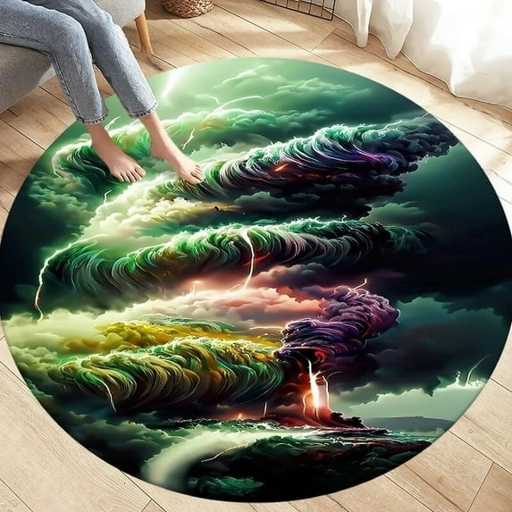 3D Natural Round Carpet Fantasy Tornado Cloud Area Rug for Living Room ...