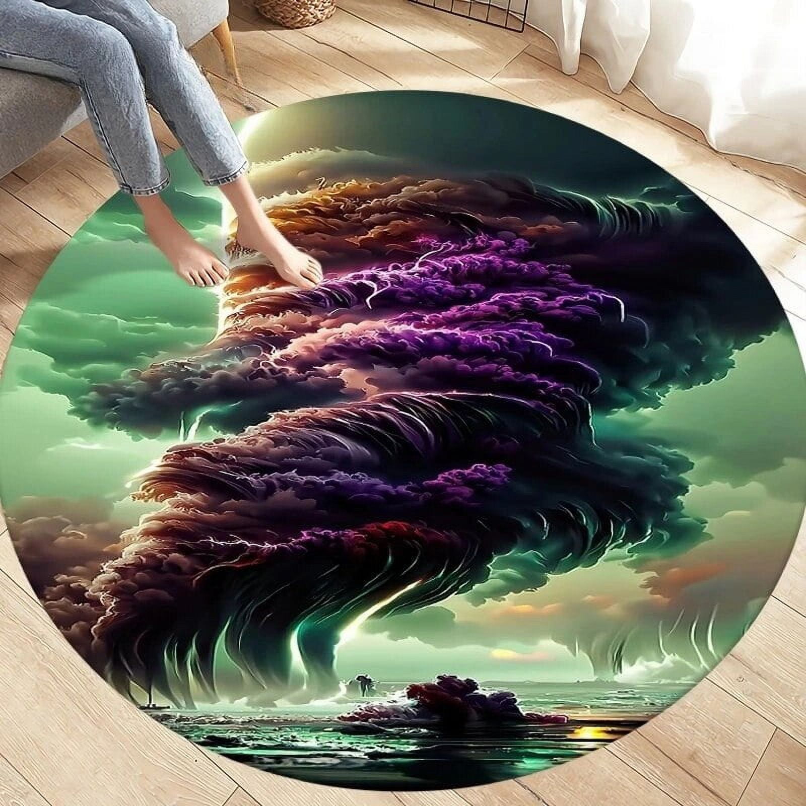 3D Natural Round Carpet Fantasy Tornado Cloud Area Rug for Living Room ...