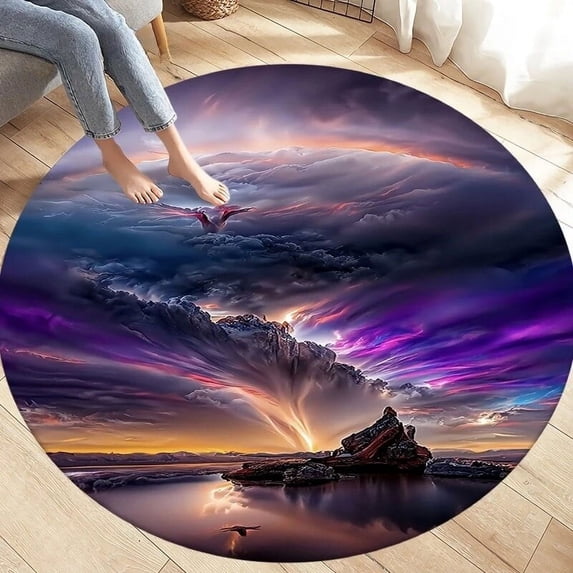 3D Natural Round Carpet Fantasy Tornado Cloud Area Rug for Living Room ...