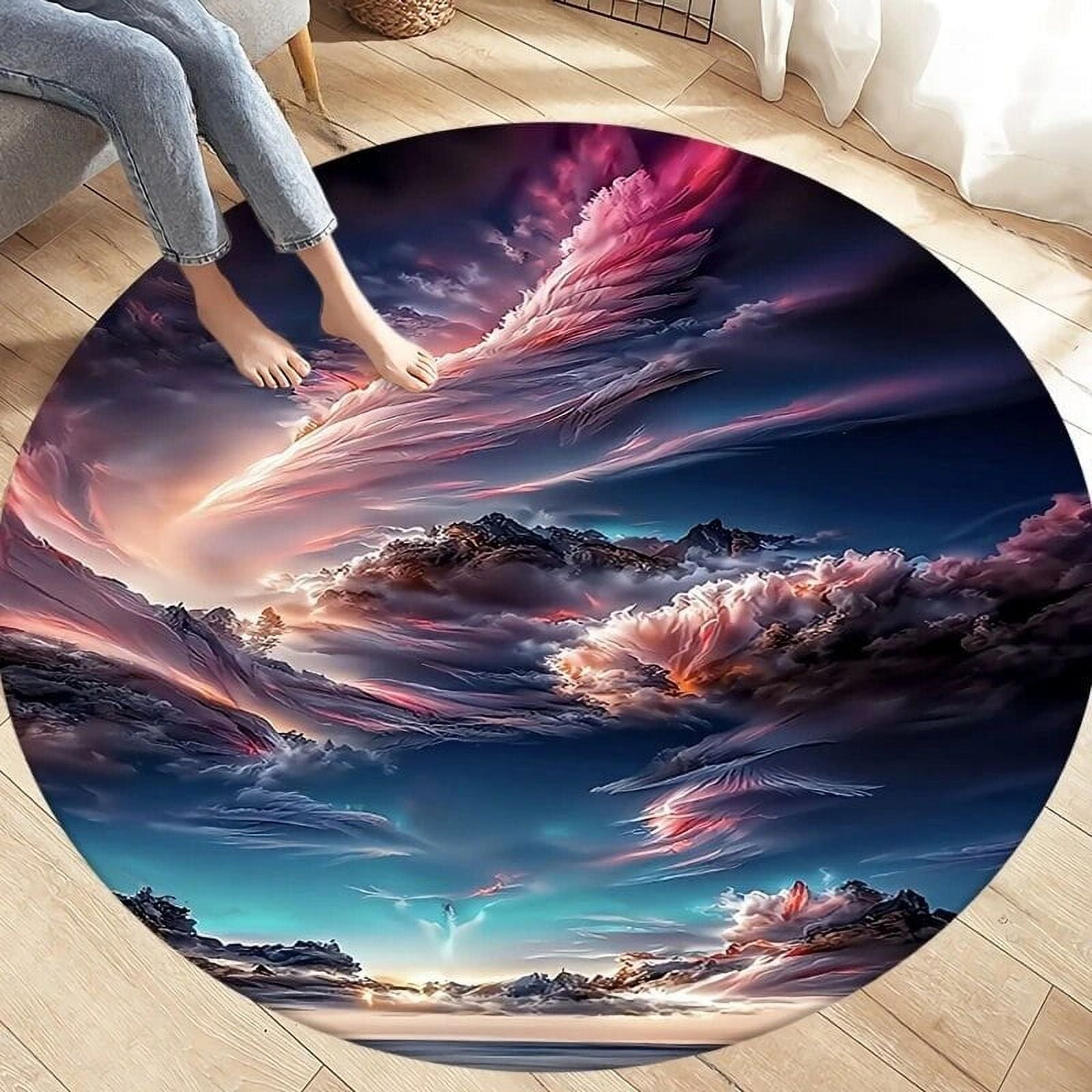 3D Natural Round Carpet Fantasy Tornado Cloud Area Rug for Living Room ...