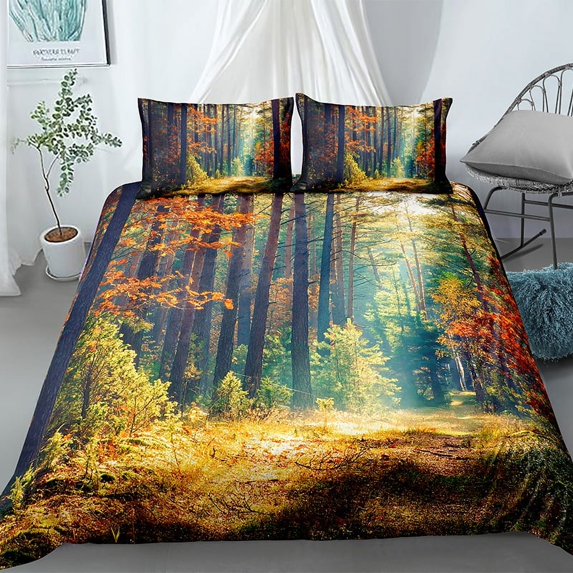 3D Natural Scenery Duvet Cover Sunset Plant Tree Pattern Quilt Cover ...