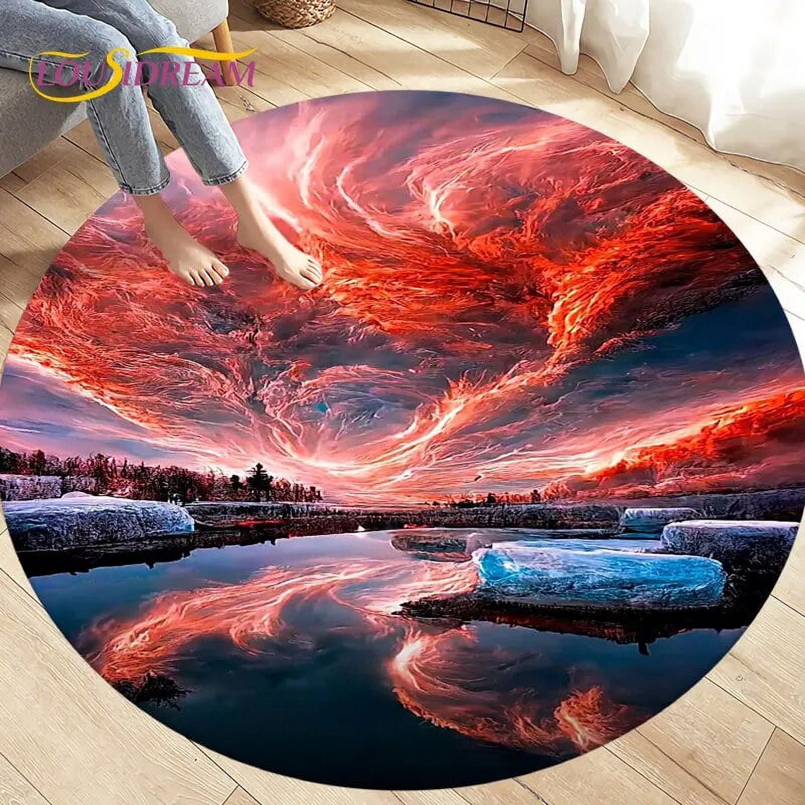 3D Natural Tornado Cloud Area Rug Round Carpet Rug for Living Room Bedroom Sofa ration Kid Play ...