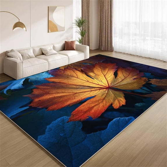 3D Nature Area Rugs, Maple Leaf Landscape Carpet, Washable Non Slip Low ...