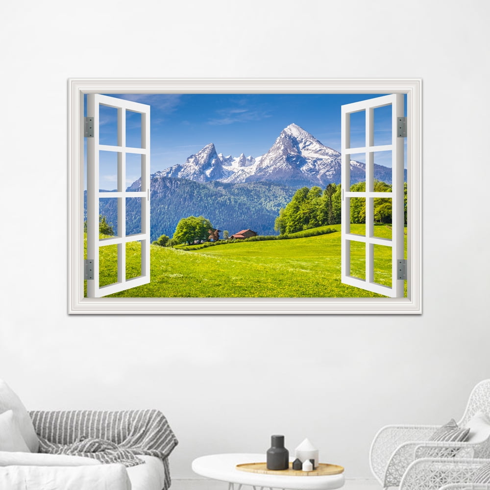 3D Nature Grassland Fake Window Wall Sticker Poster Vinyl Decal ...