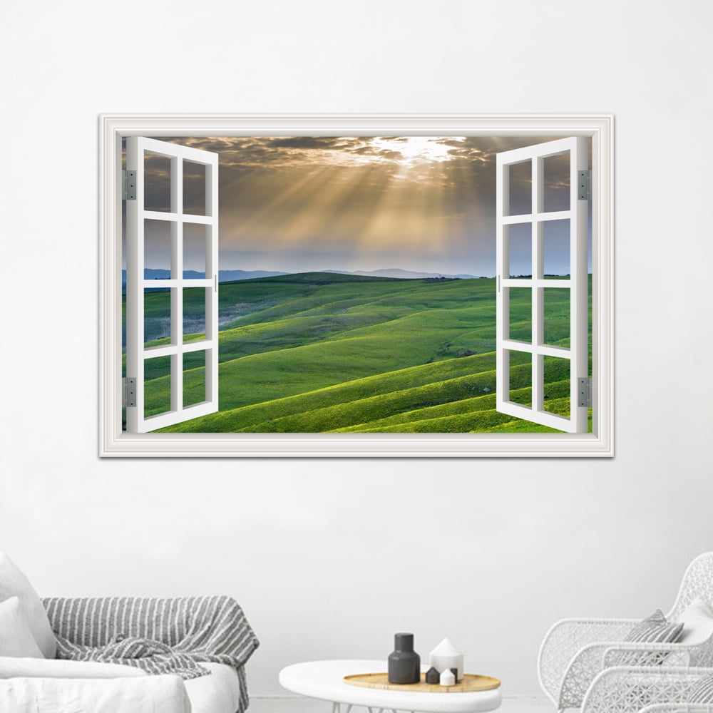 3D Nature Grassland Fake Window Wall Sticker Poster Vinyl Decal ...
