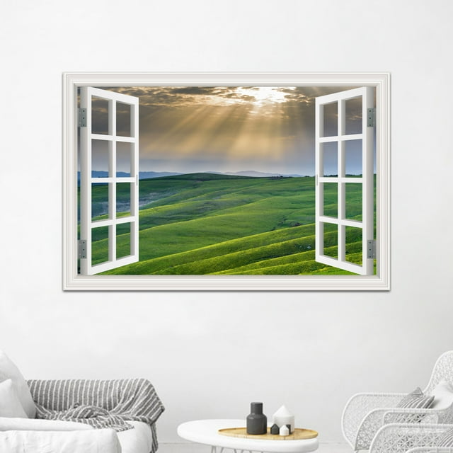 3D Nature Grassland Fake Window Wall Sticker Poster Vinyl Decal ...