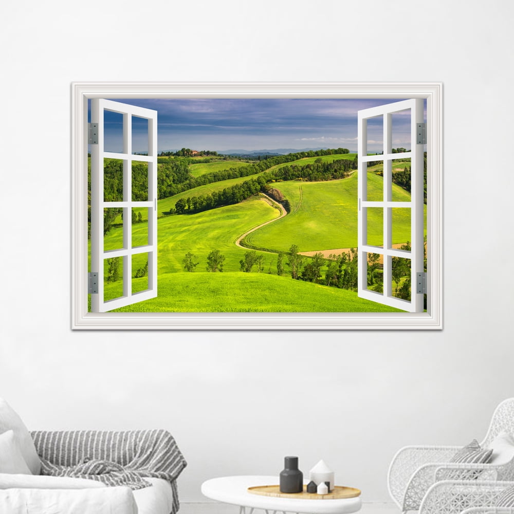 3D Nature Grassland Fake Window Wall Sticker Poster Vinyl Decal ...