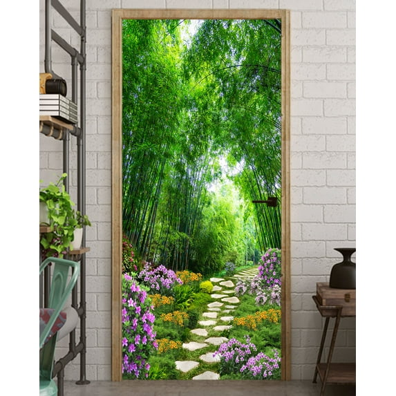 3D Nature Waterfall Door Stickers Fall Wallpaper Mountain River ...