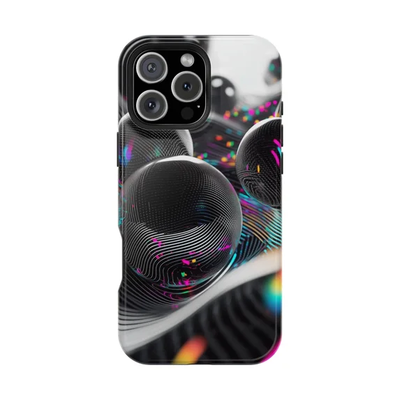 3D Neon Ball Sphere Abstract Design Case for iPhone 17 through 11 Pro ...