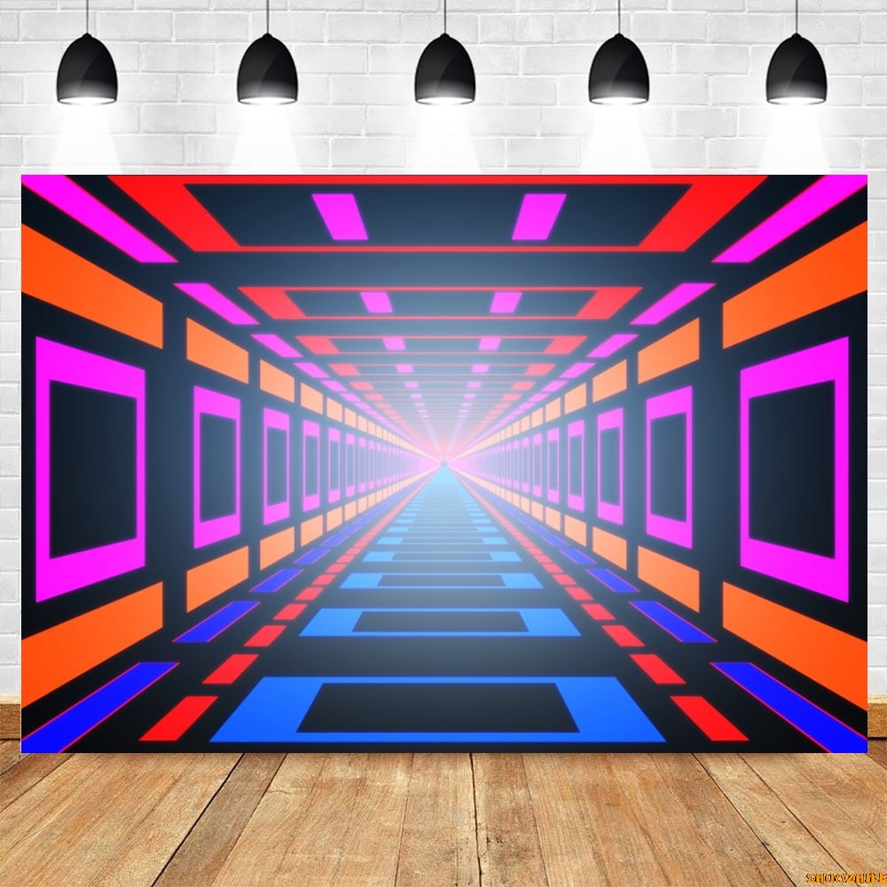 3D Neon Stage Photography Backdrop Glitter Light Kid Adult Birthday ...