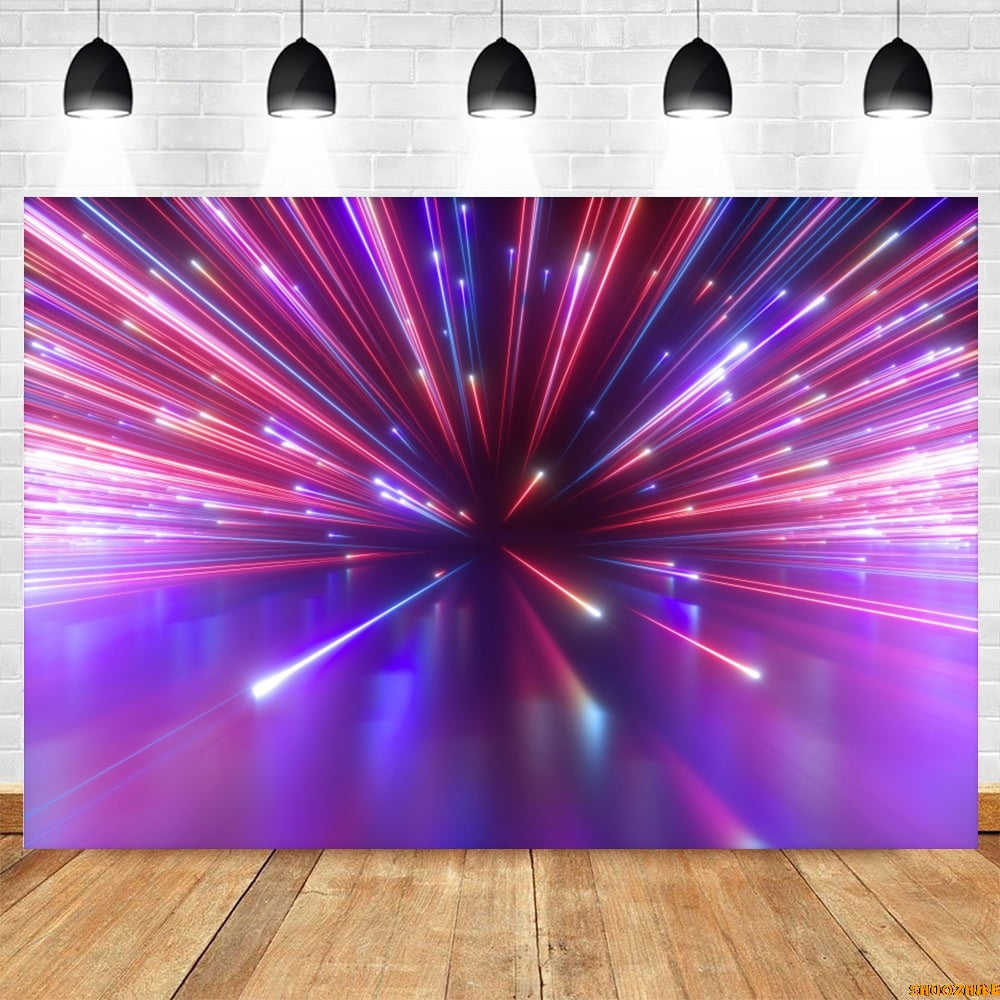 3D Neon Stage Photography Backdrop Glitter Light Kid Adult Birthday ...