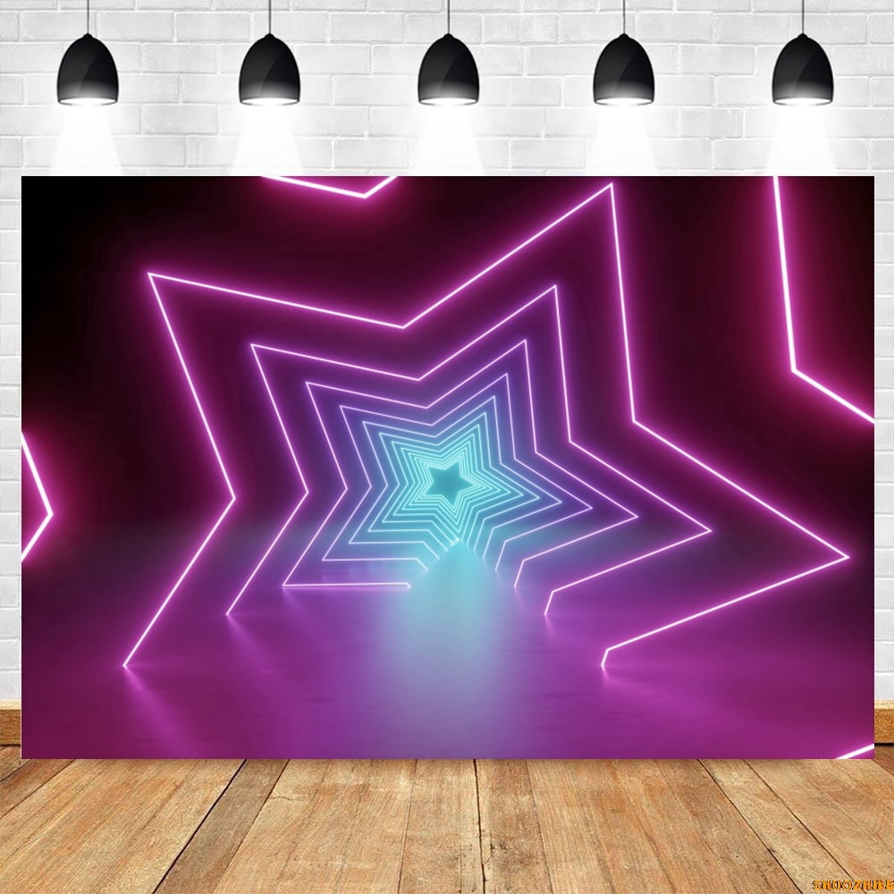 3D Neon Stage Photography Backdrop Glitter Light Kid Adult Birthday ...