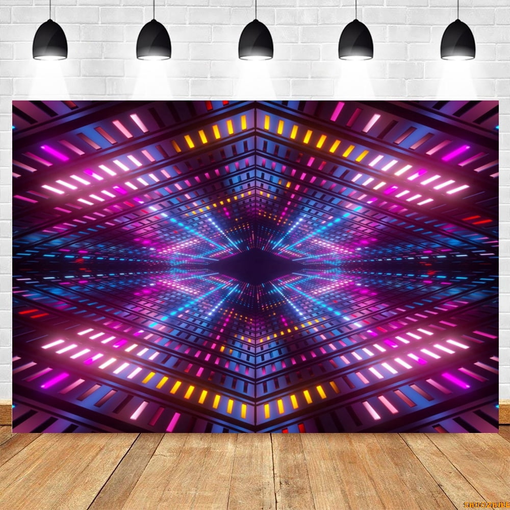 3D Neon Stage Photography Backdrop Glitter Light Kid Adult Birthday ...