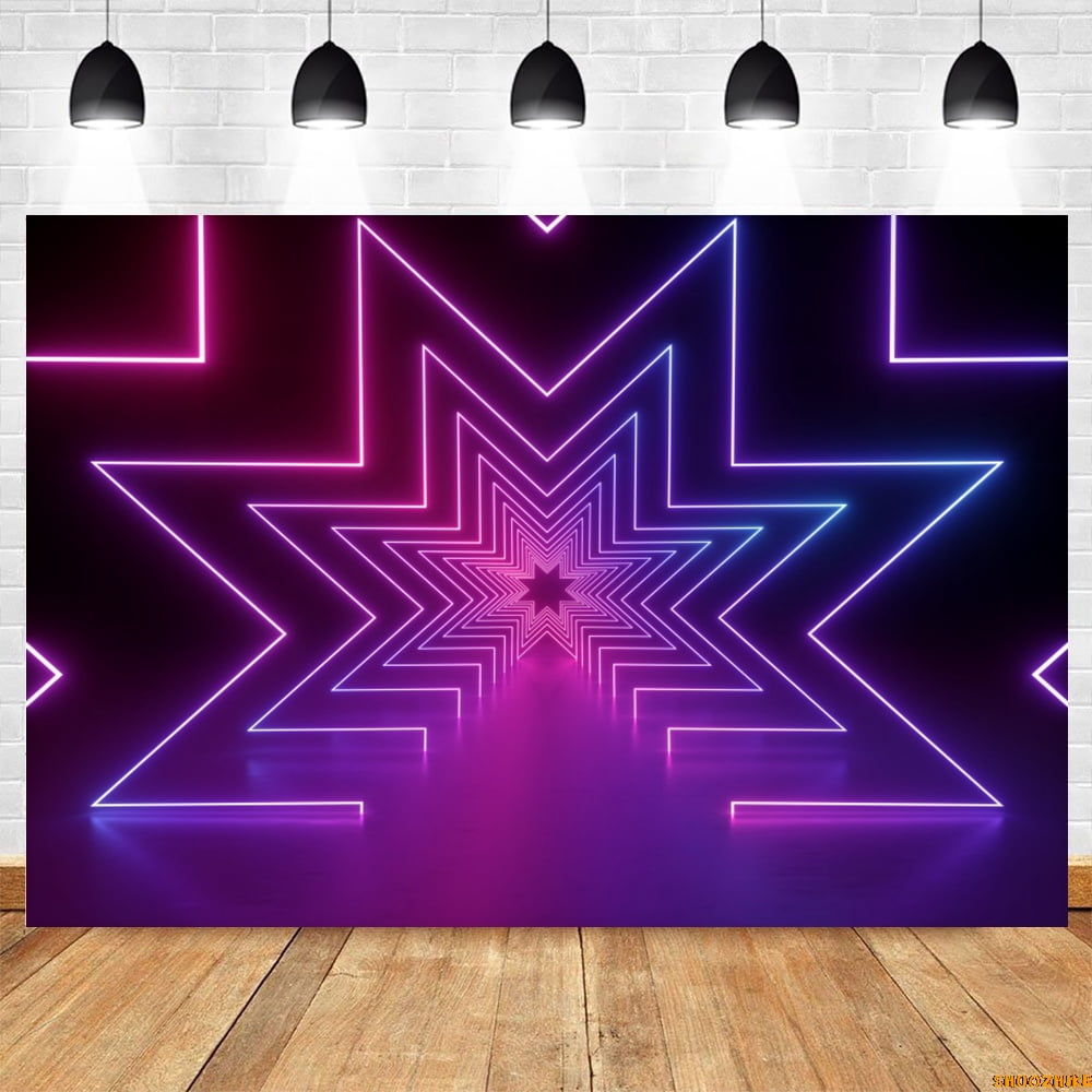 3D Neon Stage Photography Backdrop Glitter Light Kid Adult Birthday ...