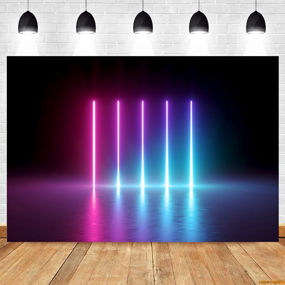 3D Neon Stage Photography Backdrop Glitter Light Kid Adult Birthday ...