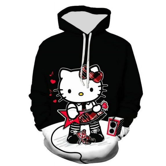 3D New Cute KT Cat Casual Hooded Sweatshirt Soft Warm Light Size （XS ...