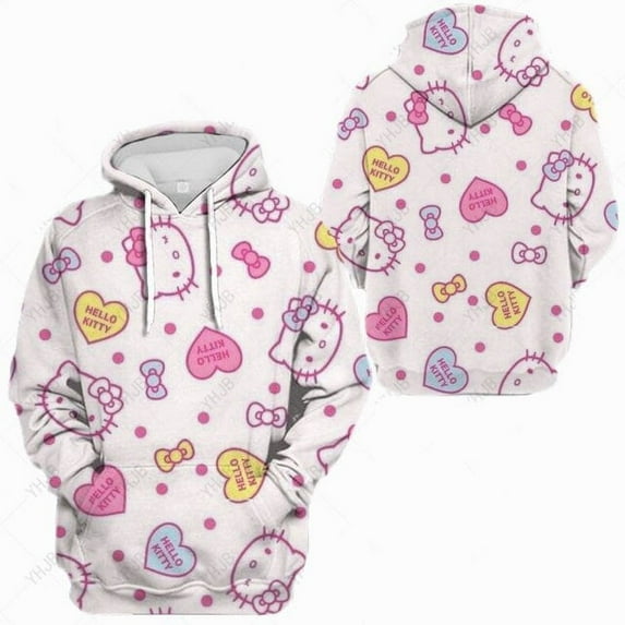 3D New Cute KT Cat Casual Hooded Sweatshirt Soft Warm Light Size （XS ...
