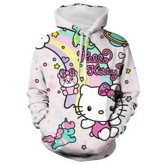 3D New Cute KT Cat Casual Hooded Sweatshirt Soft Warm Light Size （XS ...
