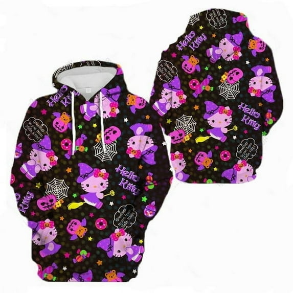 3D New Cute KT Cat Casual Hooded Sweatshirt Soft Warm Light Size （XS ...
