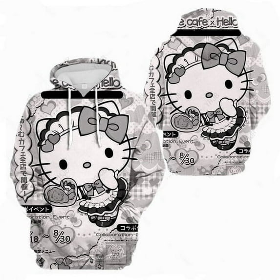 3D New Cute KT Cat Casual Hooded Sweatshirt Soft Warm Light Size （XS ...