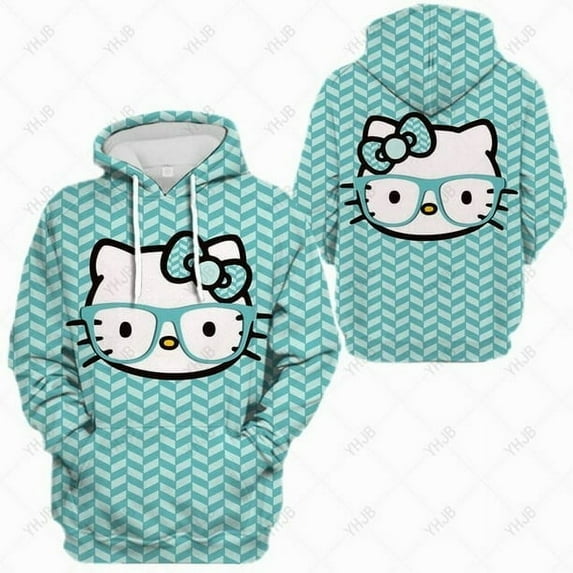 3D New Cute KT Cat Casual Hooded Sweatshirt Soft Warm Light Size （XS ...