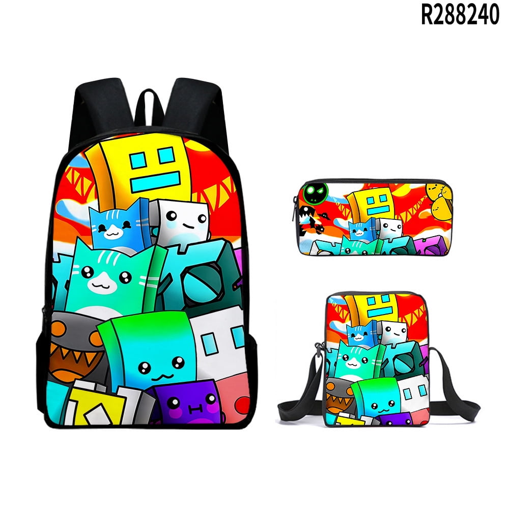 3D New Geometry Dash Student Backpack Crossbody Bag Pencil Case ...