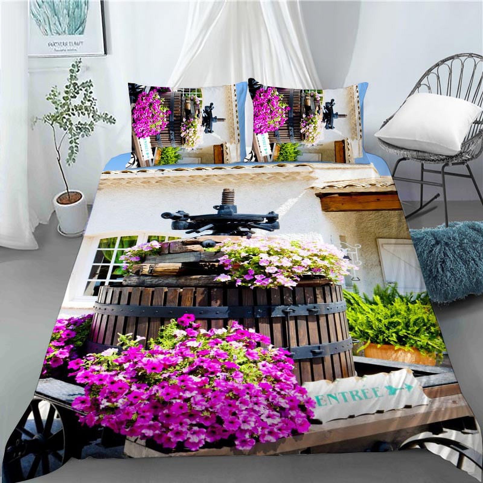 3D Nice Vintage Flowers on The Wall Duvet Cover with Pillowcases ...