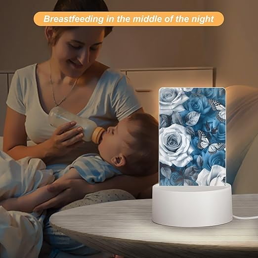 3D Night LED Light Lamp Bases Vintage Rose Night Light Acrylic LED ...