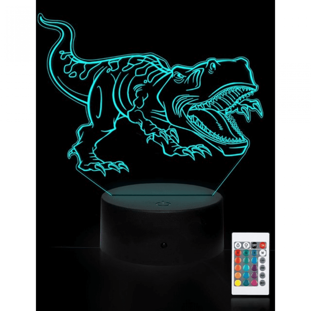 3D Night Light, Dinosaur Creative Bedside Table Desk Illusion Lamp ...