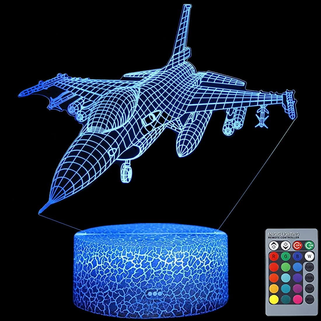 3D Night Light Plane F-16 Fighter Jet Airplane with Remote Control 16 ...