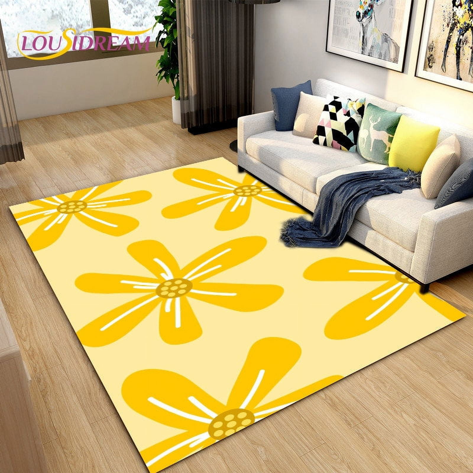 3D Nordic Flower Daisy Area Rug Carpet Rug for Living Room Bedroom Sofa ...