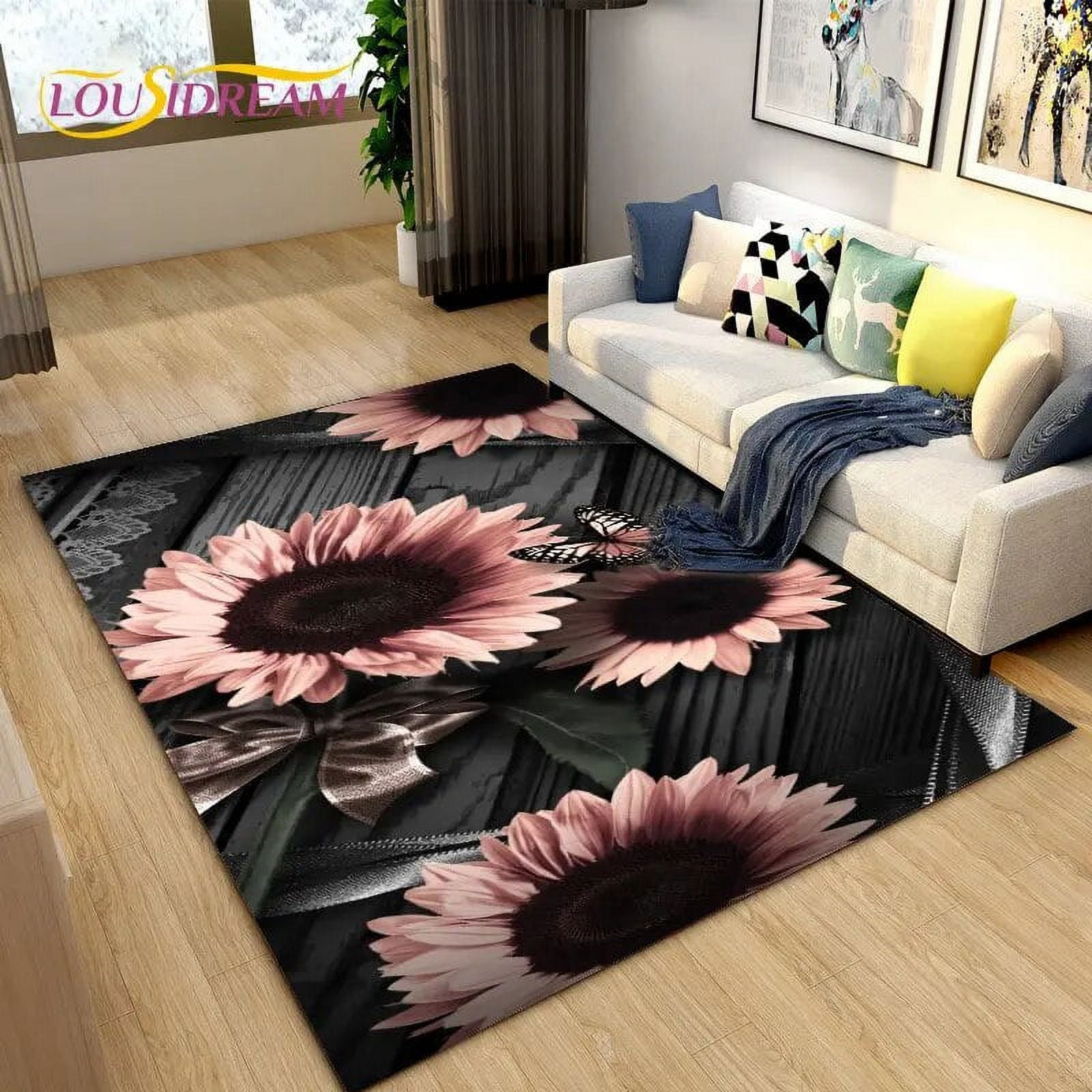 3D Nordic Flower Daisy Area Rug Carpet Rug for Living Room Bedroom Sofa ...