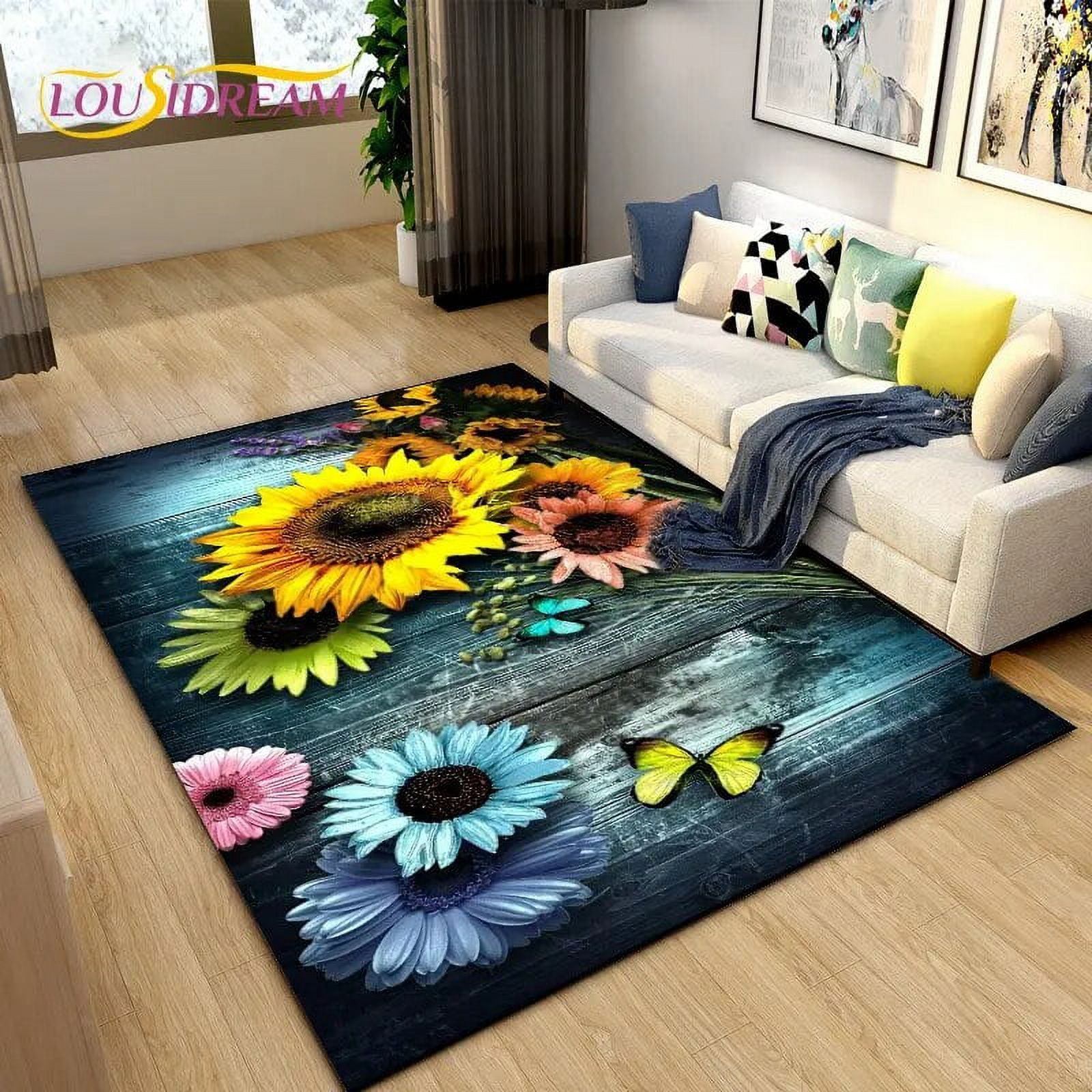 3D Nordic Flower Daisy Area Rug Carpet Rug for Living Room Bedroom Sofa ...