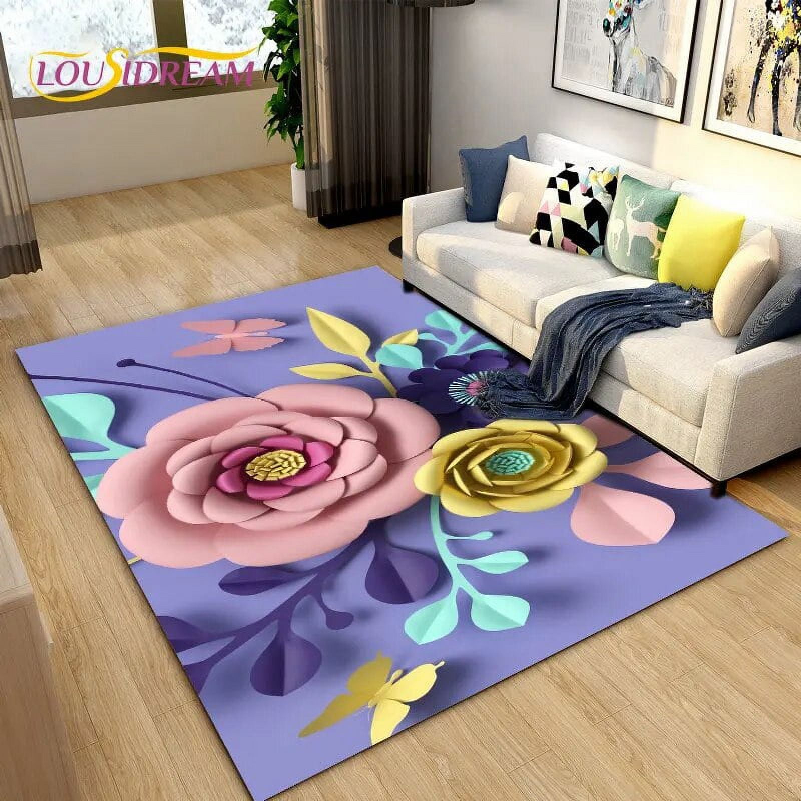 3D Nordic Flower Daisy Area Rug Carpet Rug for Living Room Bedroom Sofa ...