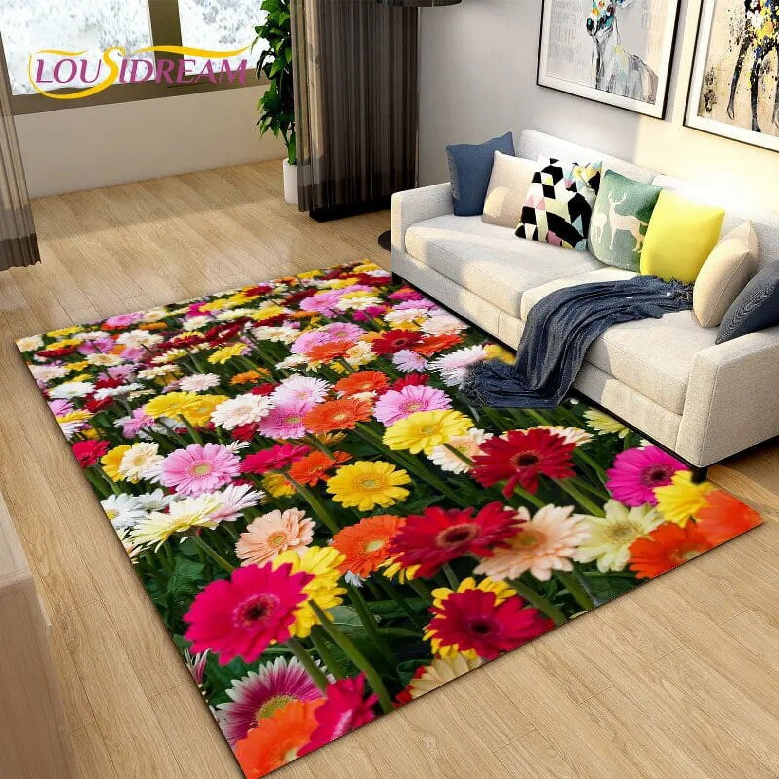 3D Nordic Flower Daisy Area Rug Carpet Rug for Living Room Bedroom Sofa ...